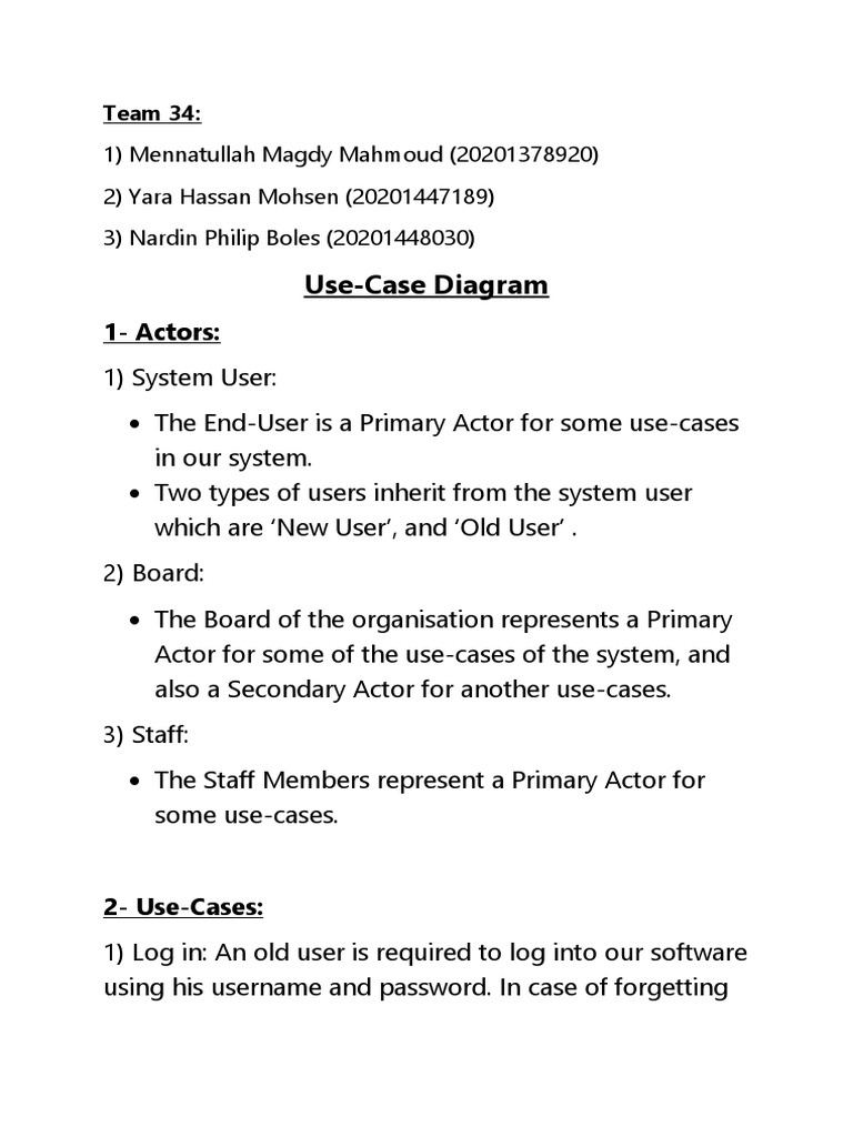 Use-Case Diagram Description | PDF