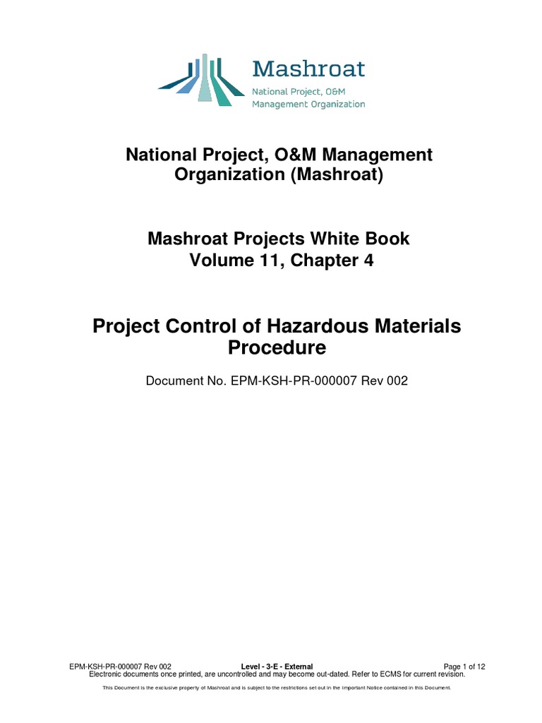 EPM-KSH-PR-000007 - 02 Project Control of Hazardous Materials Procedure | Download Free PDF ...