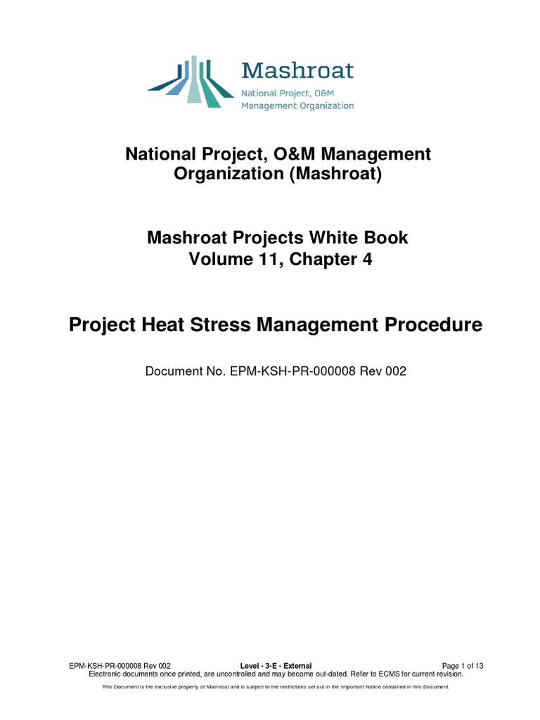 EPM-KSH-PR-000008 - 02 Project Heat Stress Management Procedure | PDF