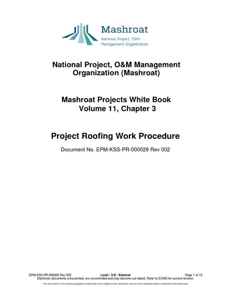 EPM-KSS-PR-000029_02 Project Roofing Work Procedure | PDF
