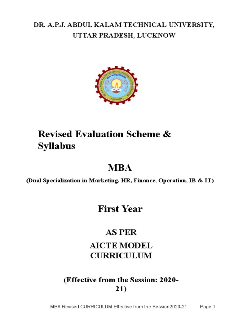 MBA Curriculum 2020-21: Dual Specialization | PDF | Marketing | Statistics