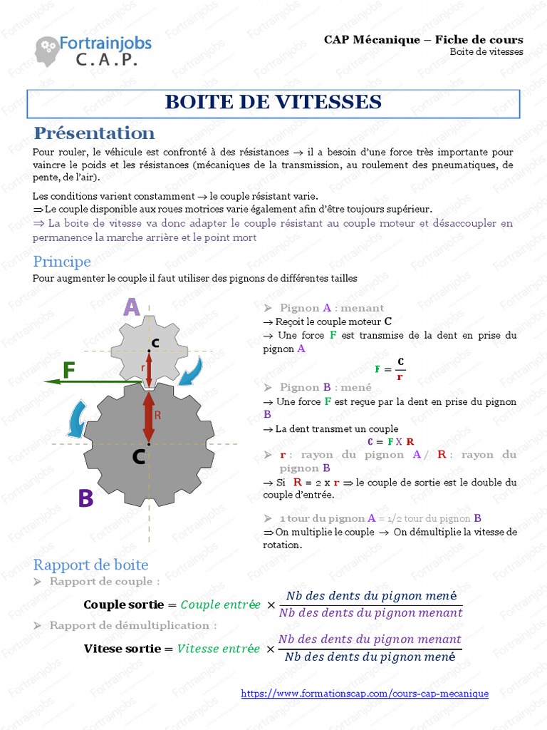 CAP Mecanique Boite de Vitesses | PDF | Mécanique | Véhicules