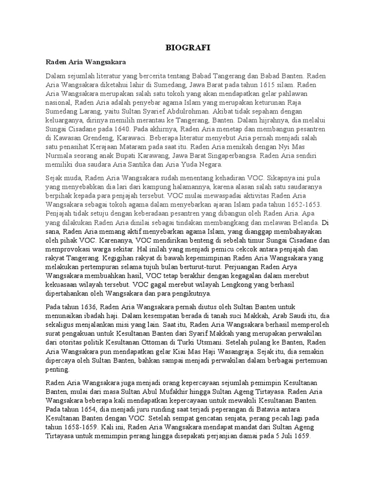 BIOGRAFI Raden Aria Wangsakara | PDF