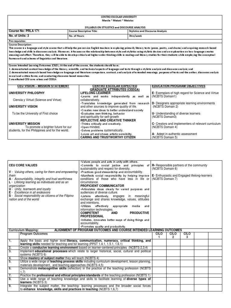 Stylistics And Discourse Analysis Syllabus Dgp Pdf Poetry Genre
