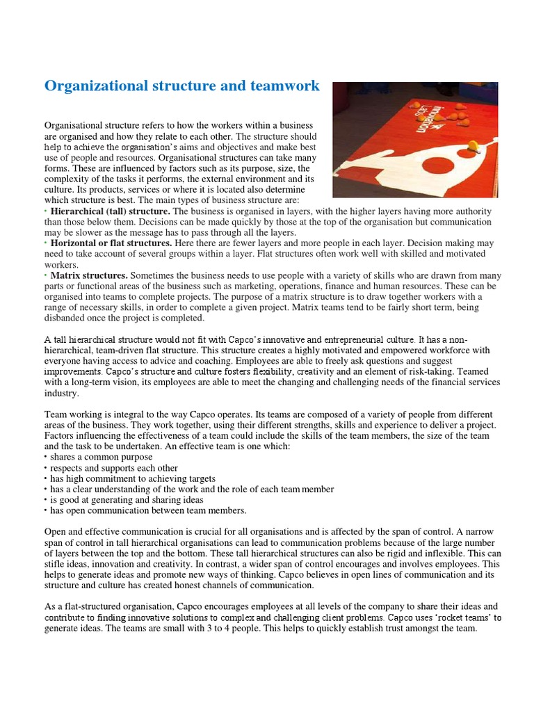 Class Activity 4. Org Structure and Team Work. | PDF | Organizational ...