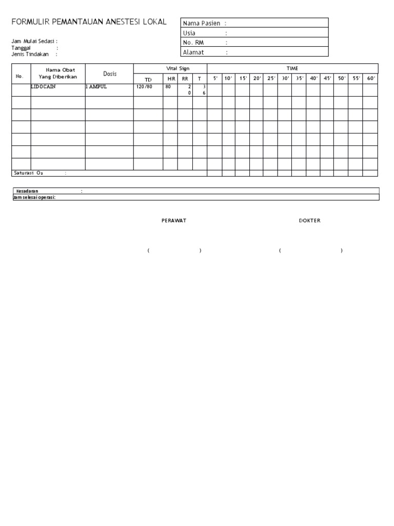 Form Monitoring Anestesi | PDF