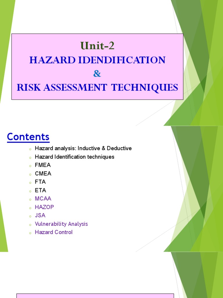 Unit 2 - Hazard Identification & Risk Assesament Techq. | PDF | Personal Protective Equipment ...