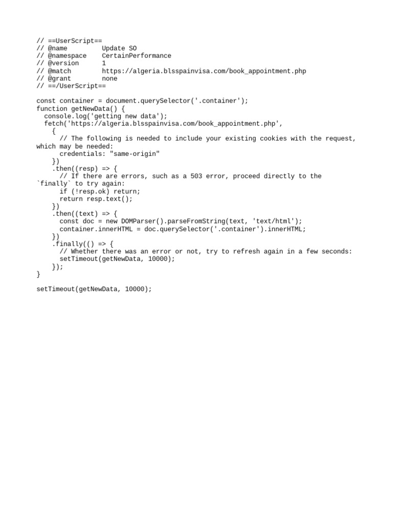 Erreur 502 503 504 BLS Scripts | PDF