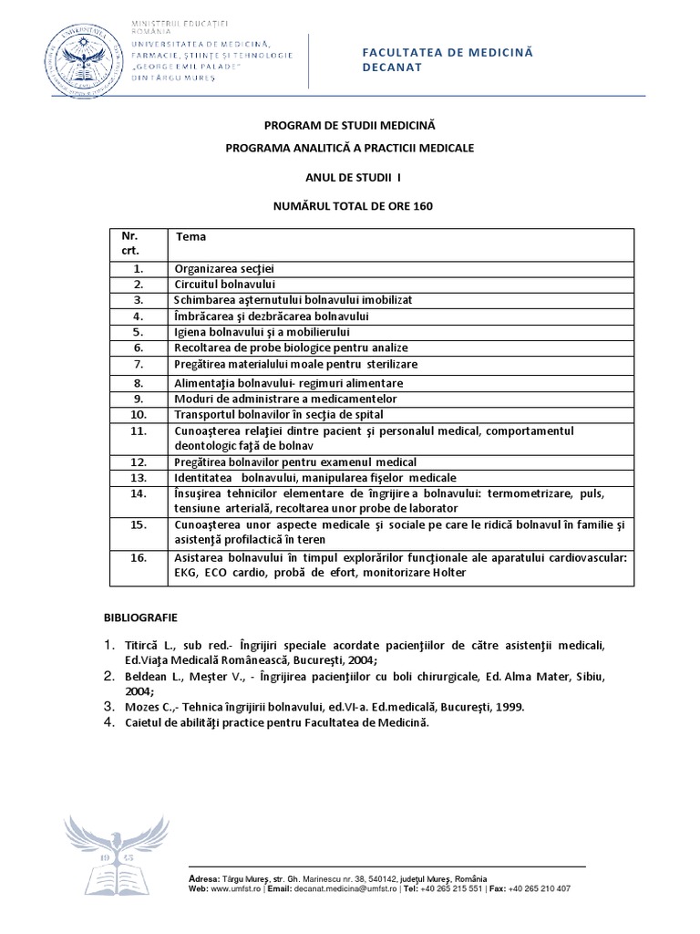 Tematica Practica Medicina | PDF