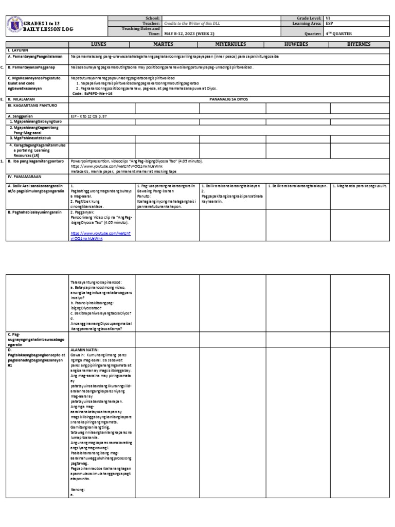 DLL - Esp 6 - Q4 - W2 | PDF