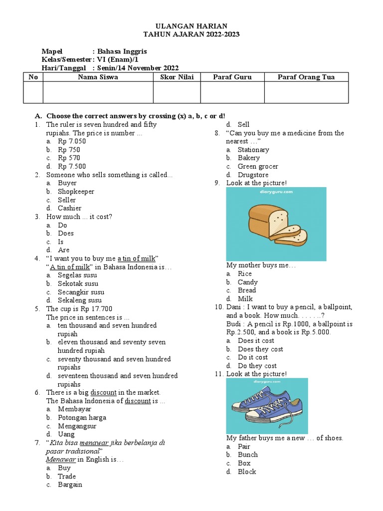 K6 Unit 4 Ulangan Harian Pdf Home Garden