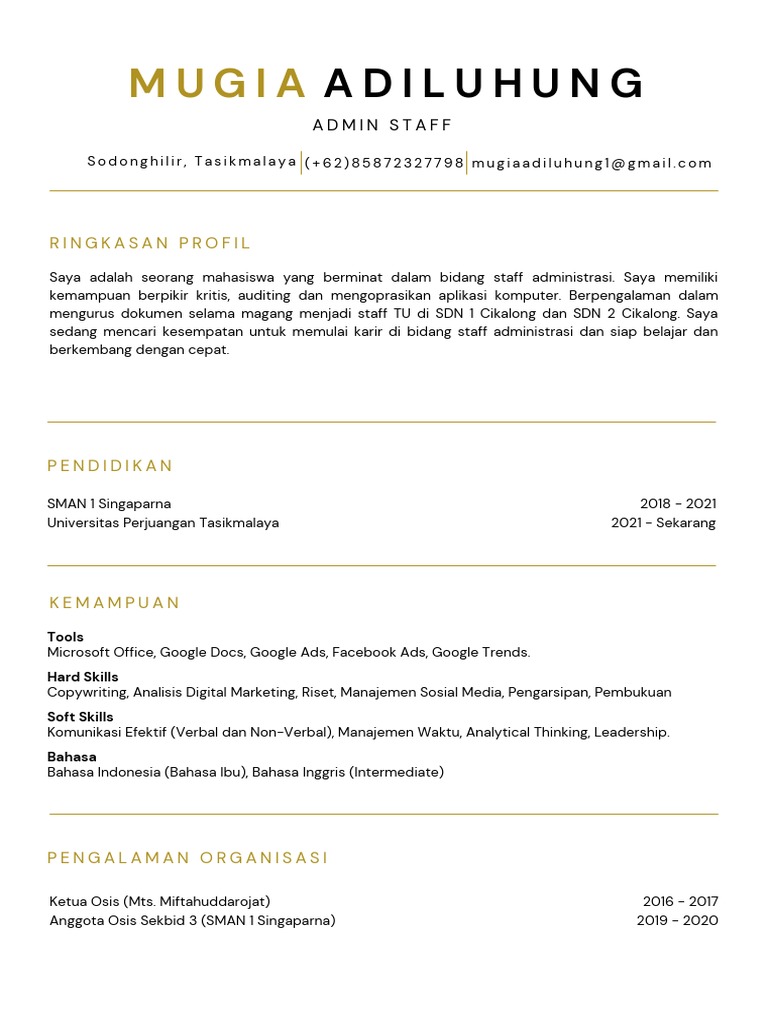 CV Staff Administrasi | PDF