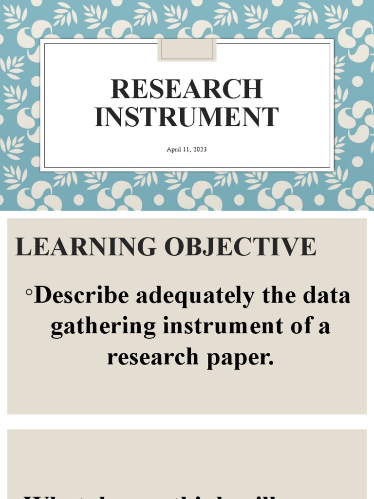 Research Instrument | PDF | Validity (Statistics) | Learning