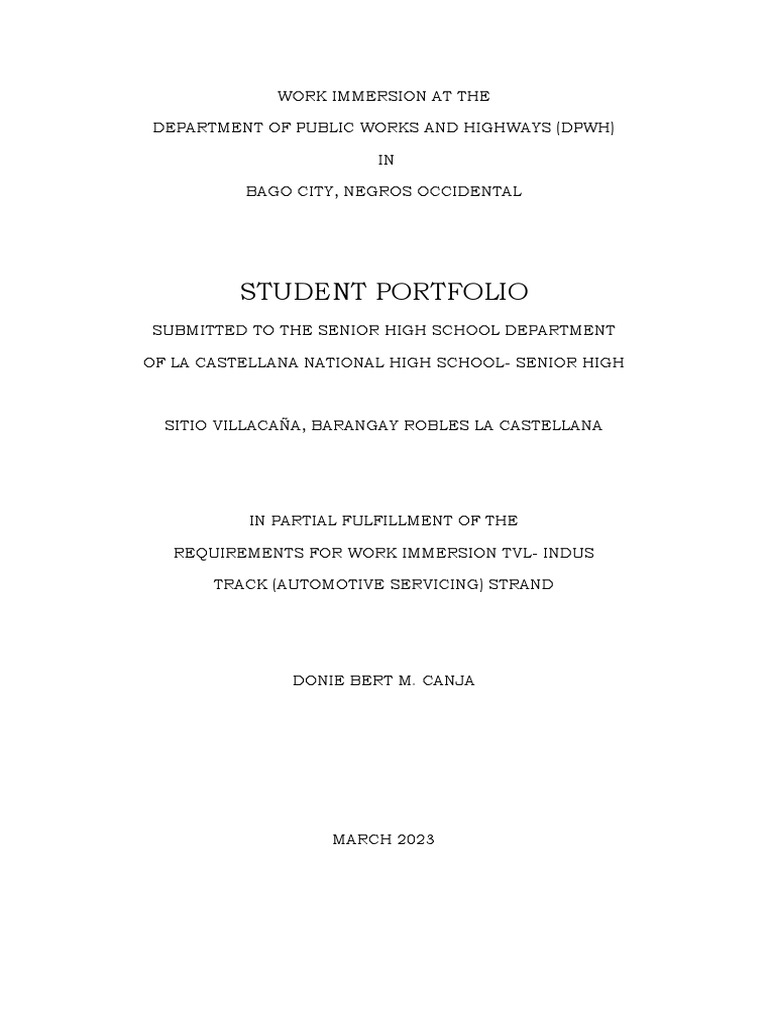 Student Portfolio | PDF | Vocational Education | Curriculum