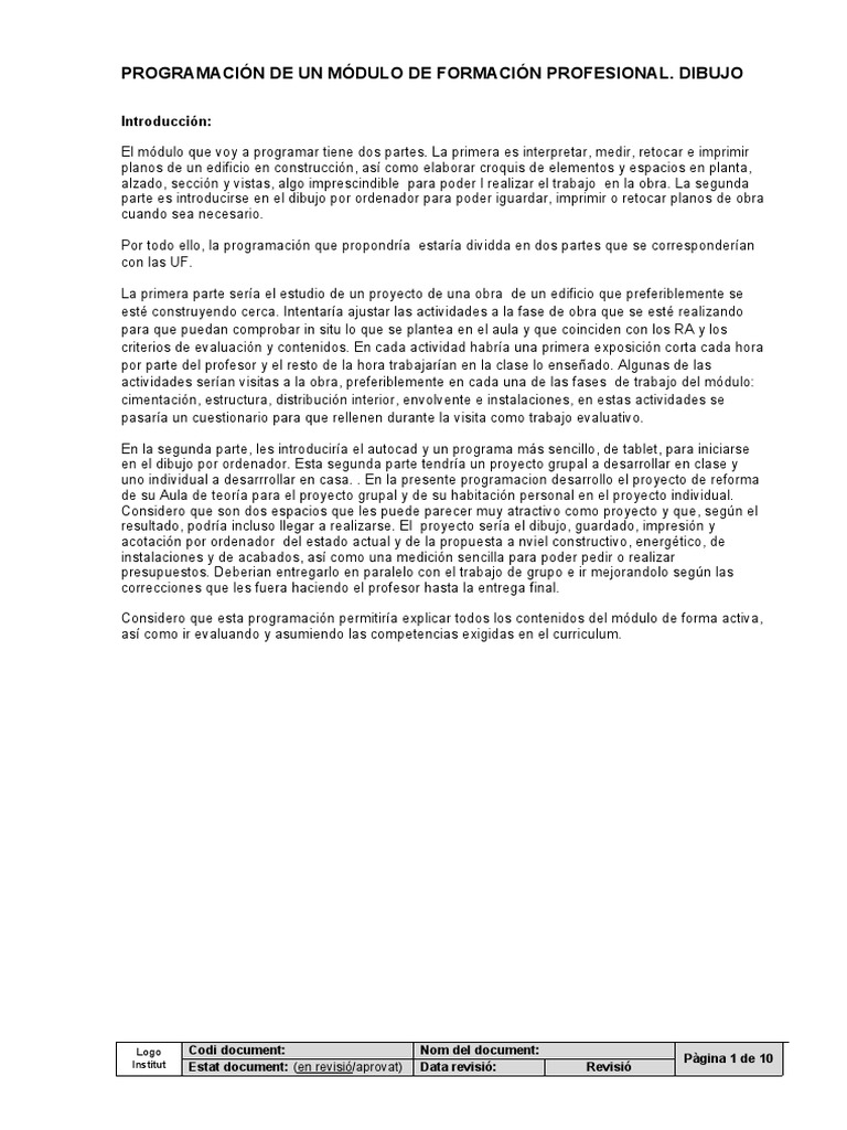 Actividad Programacion Modulo | PDF | Salón de clases | Evaluación