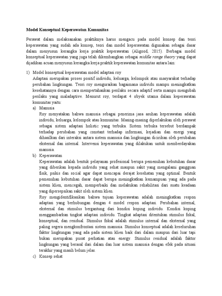 Model Konseptual Keperawatan Komunitas | PDF | Karier & Perkembangan