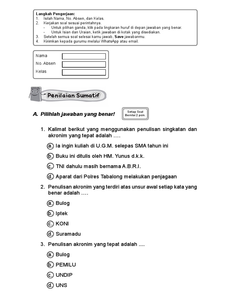 Bahasa Indonesia 5 Uji Komp 1 | PDF
