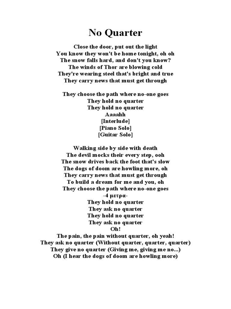 No Quarter led zeppelin lyrics | PDF