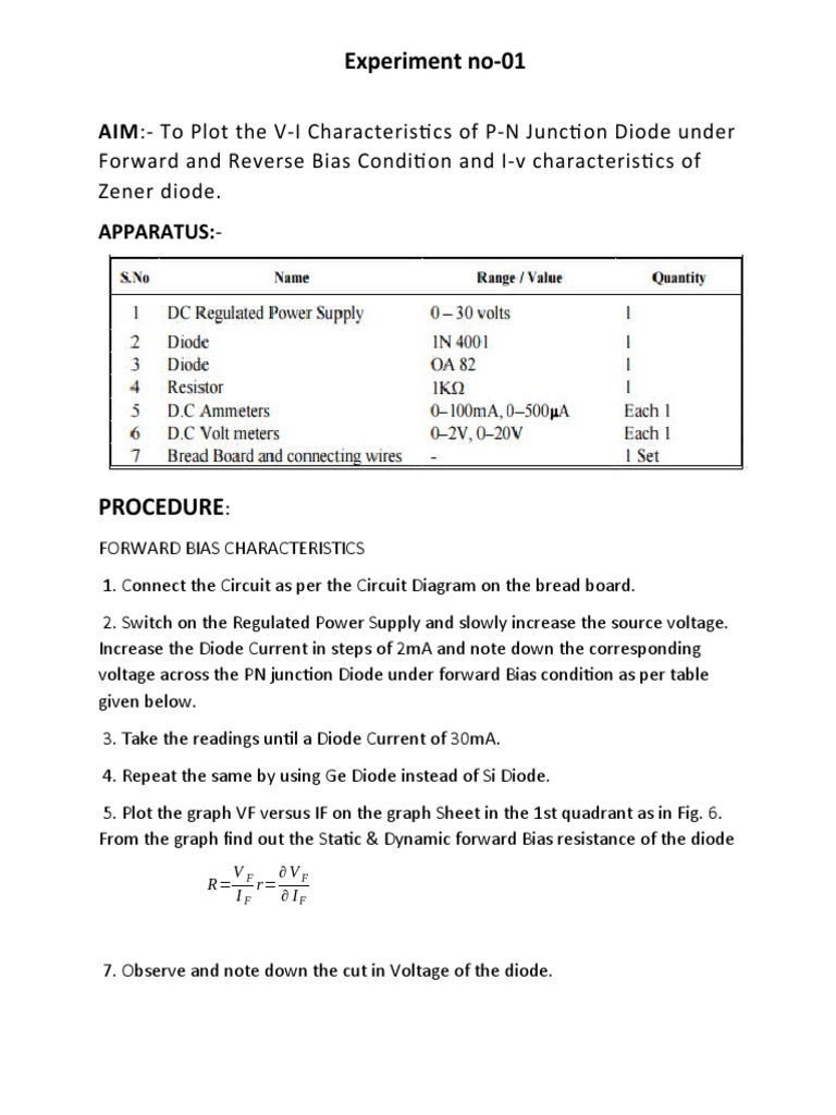 I V Characterstics of PN Junction Diode | Download Free PDF | P–N ...