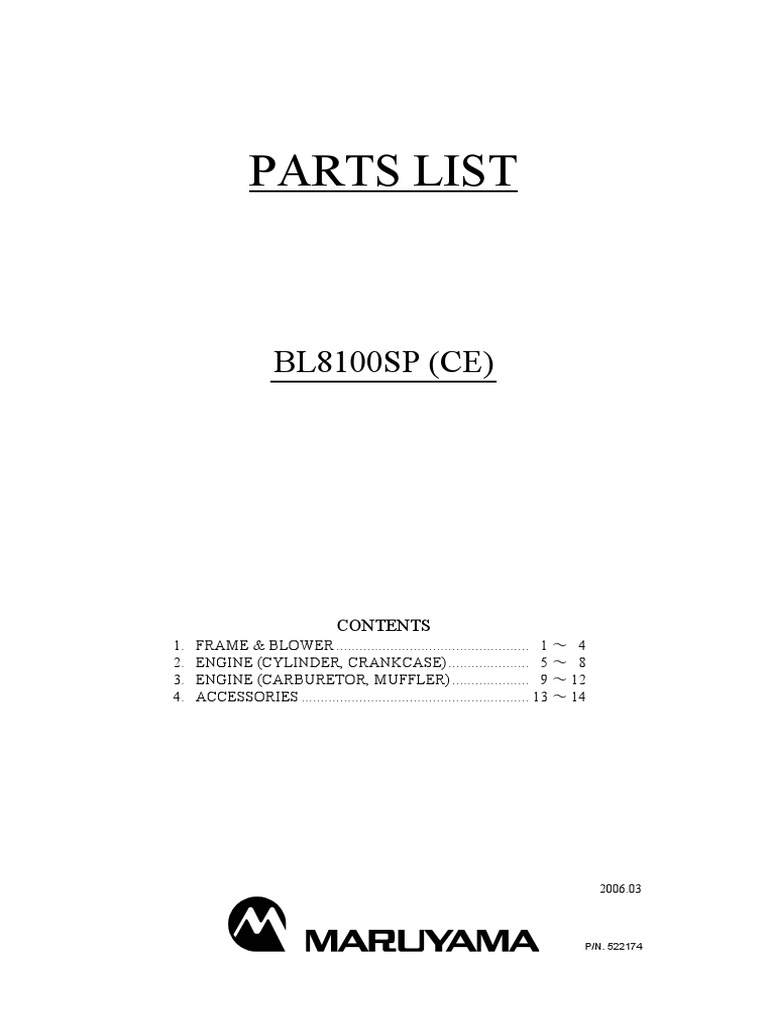 Soplador Maruyama BL8100SP | PDF | Tornillo | Acelerador