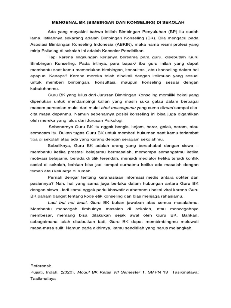Memahami Peran Guru BK di Sekolah | PDF