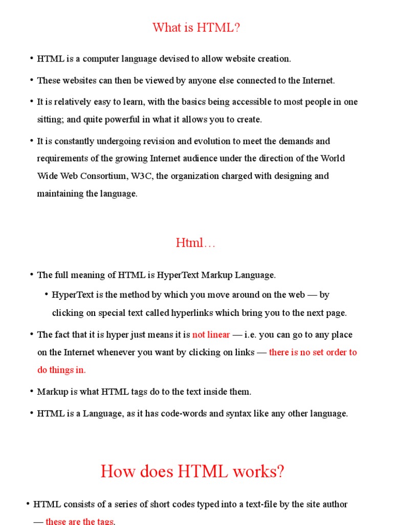 What Is HTML | PDF | Html Element | Html