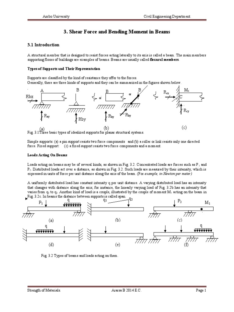 Chapter 3.shear Force and Bending Moment | PDF | Bending | Beam (Structure)