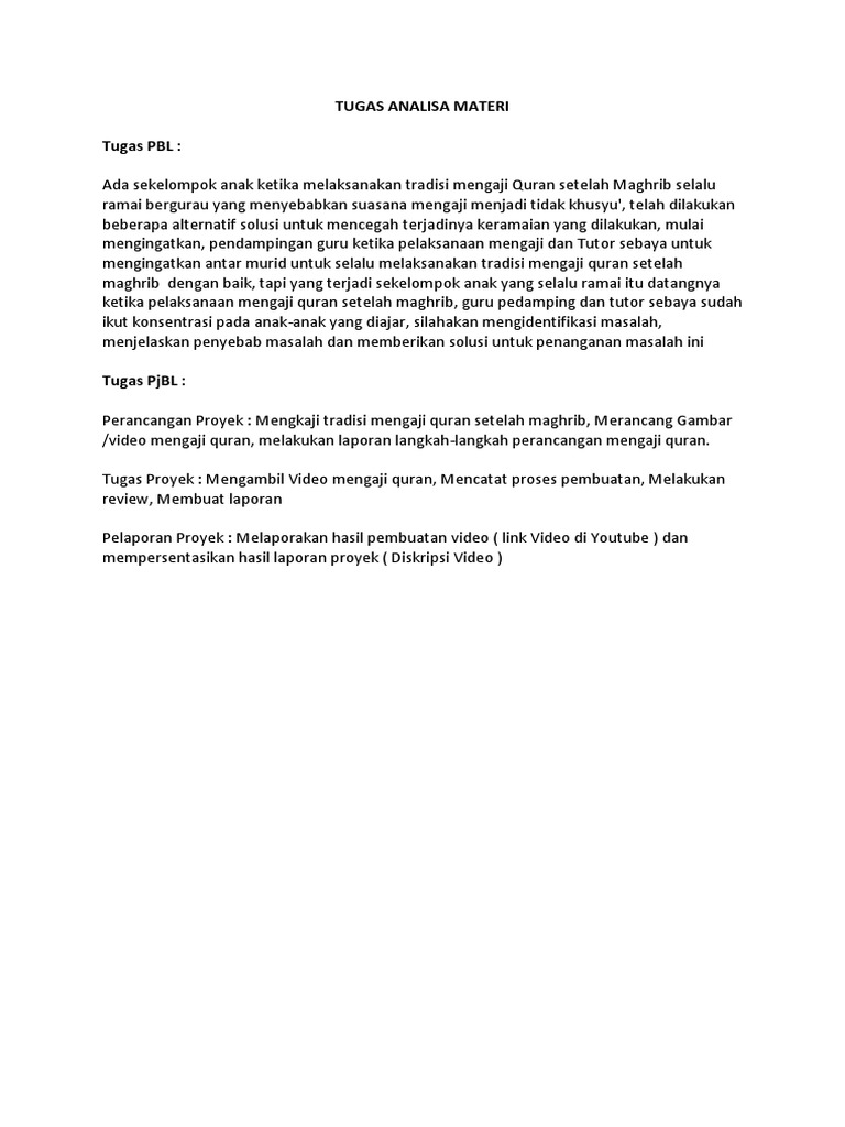 Analisis Materi - Tugas PBL KB 1 | PDF