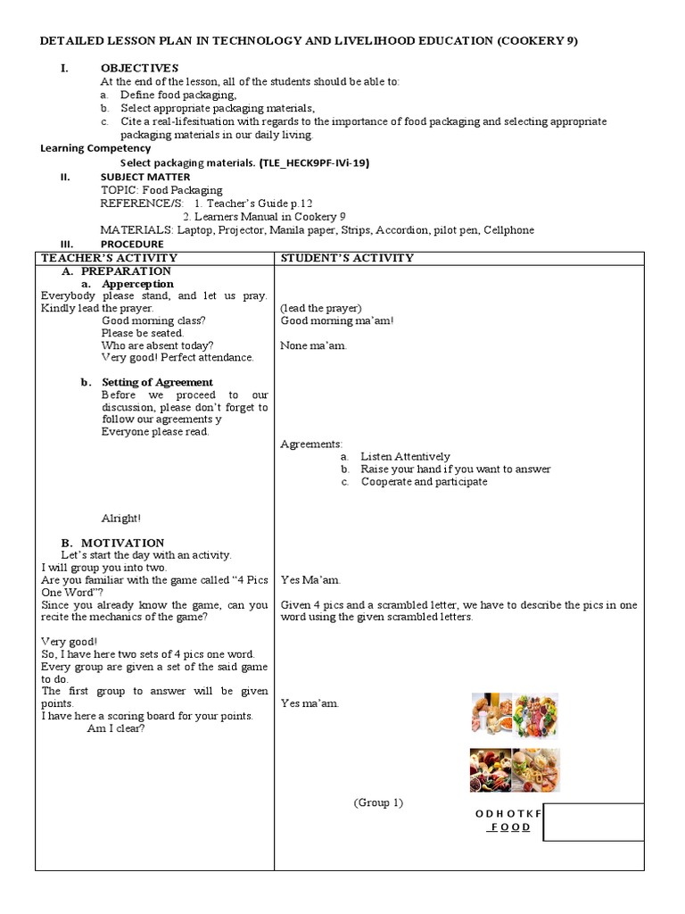 COT2 SElect Packaging Materials LESSON PLAN FOR DEMO | PDF | Packaging ...