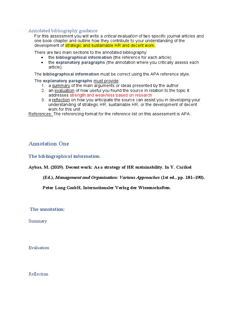 Annotated Bibliography Guidance | PDF