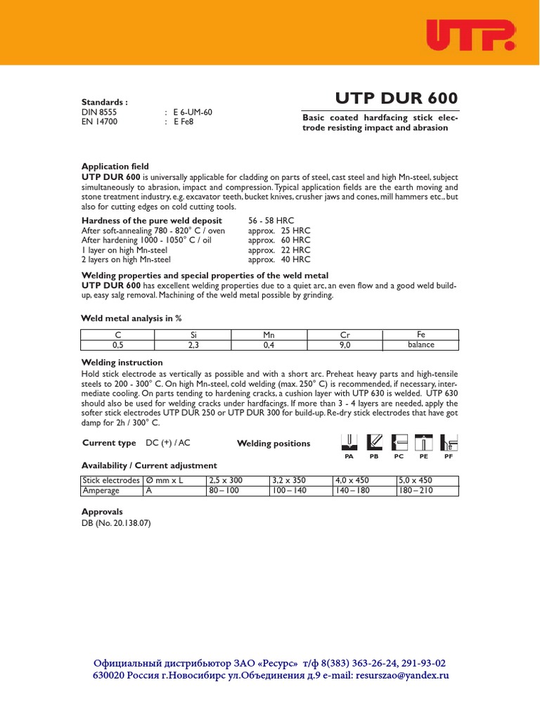 Utp Dur 600 | Download Free PDF | Construction | Welding