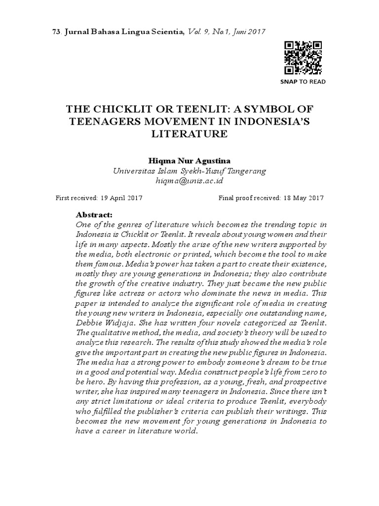 EN The Chicklit or Teenlit A Symbol of Teen | PDF | Adolescence | Young ...