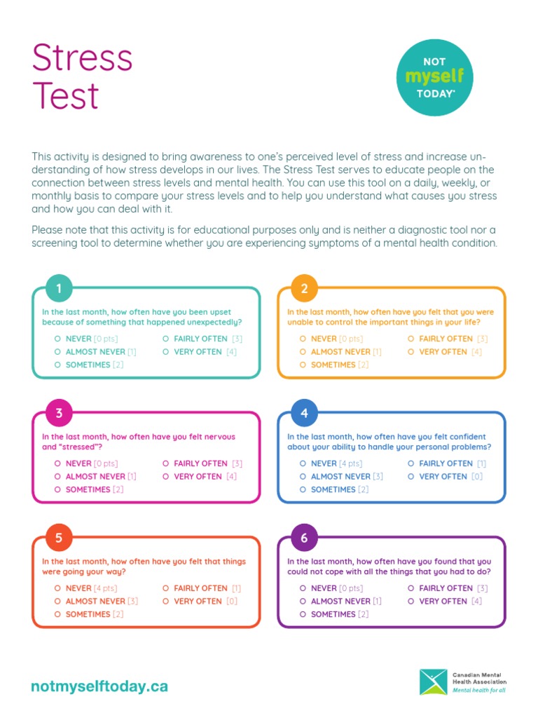 Monthly Stress Awareness Questionnaire | PDF | Stress (Biology ...
