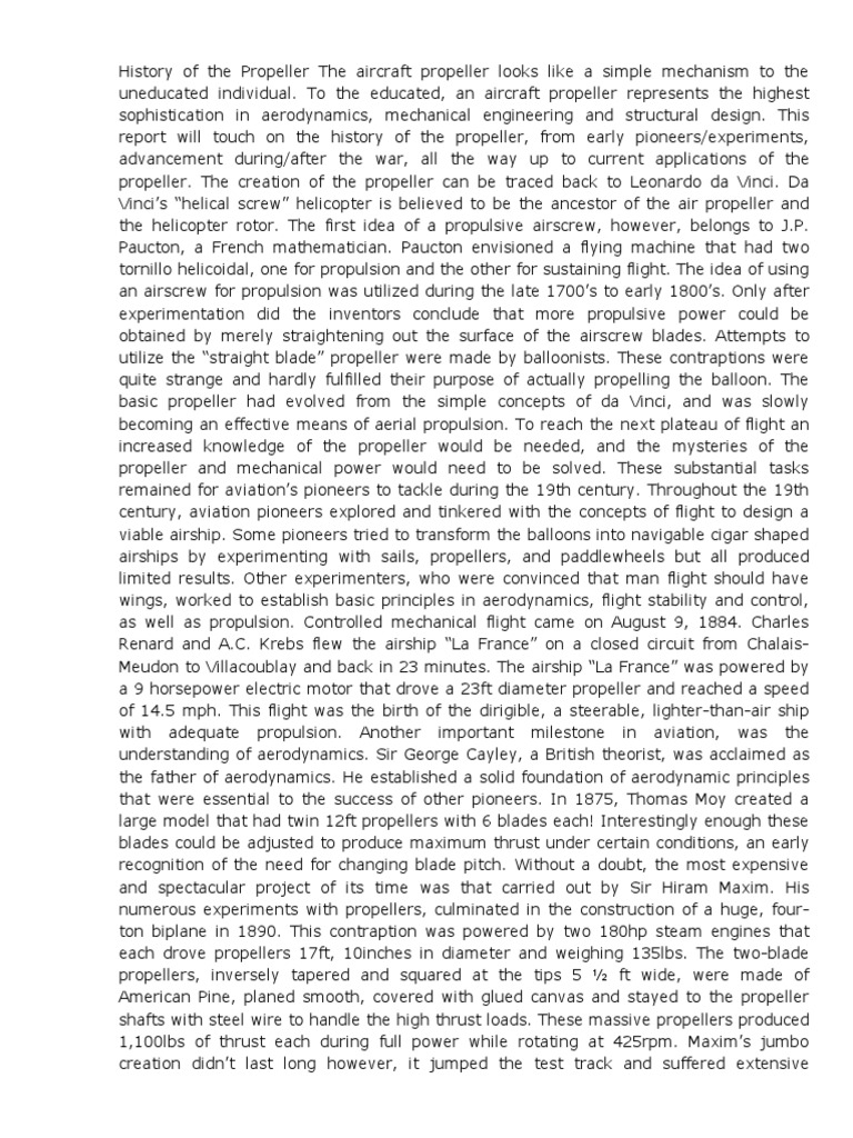 History of The Propeller | PDF | Aircraft | Airship