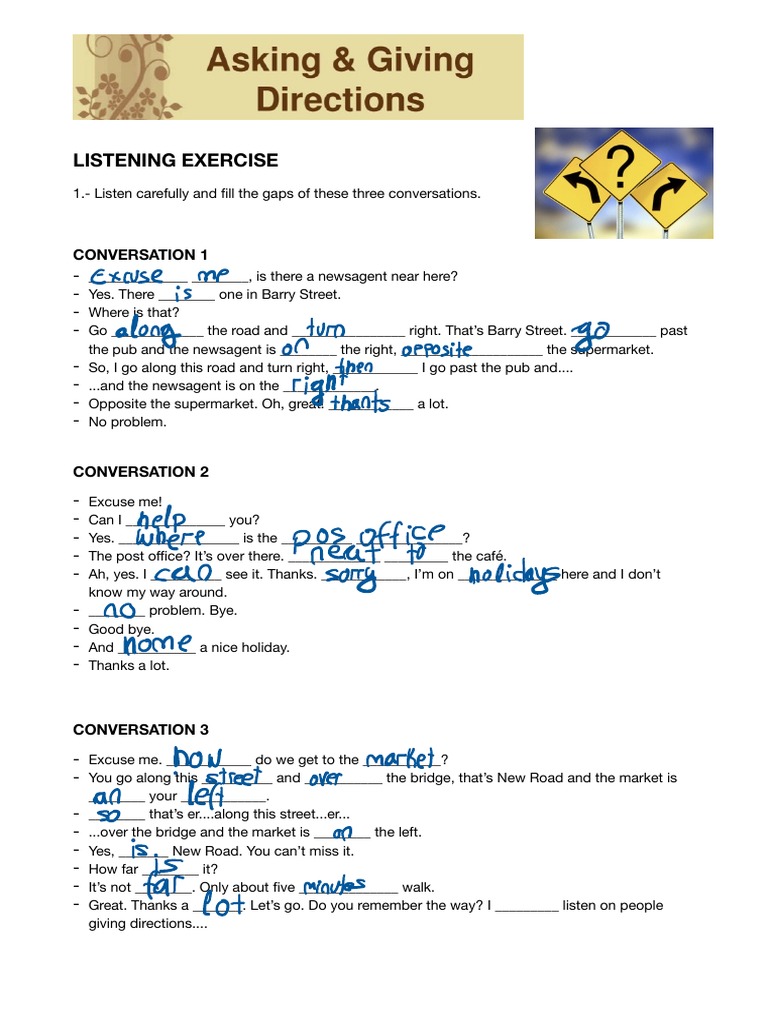 Editado - 3.1 - Listening Exercise - Giving and Asking For Directions | PDF