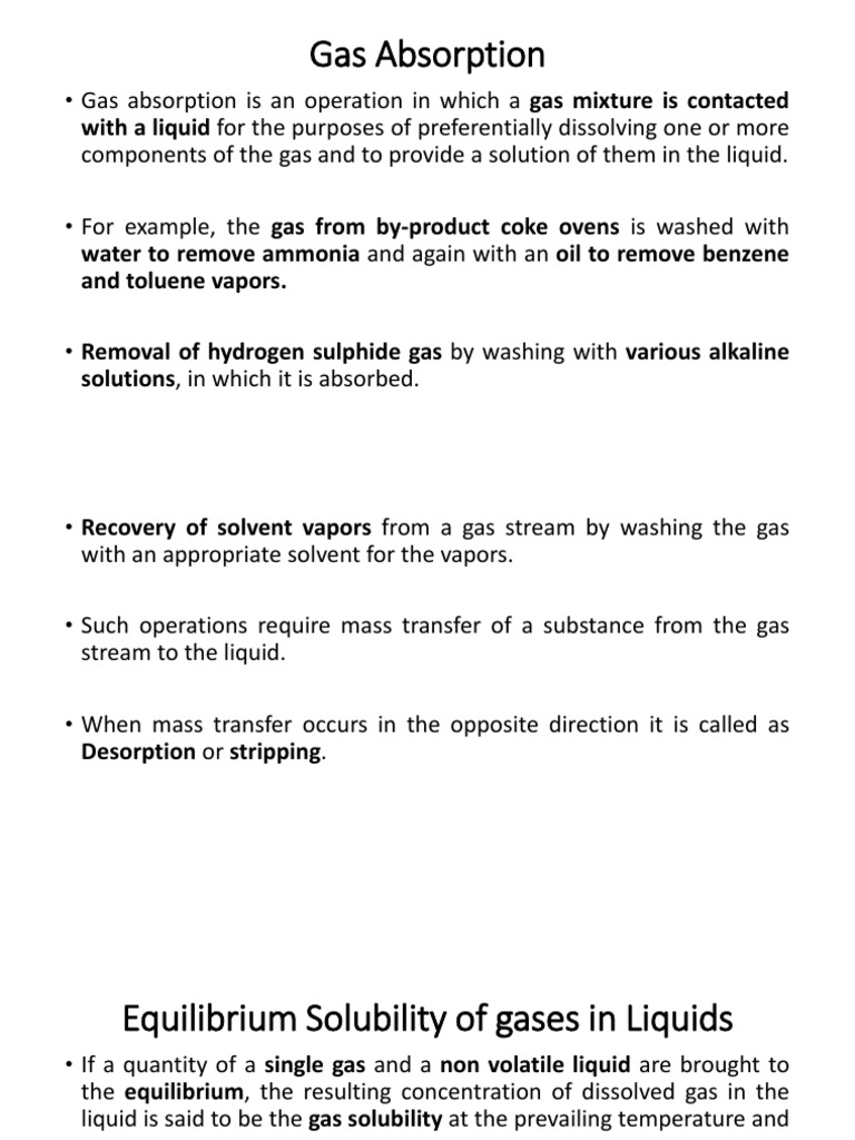 Absorption | PDF | Solubility | Gases