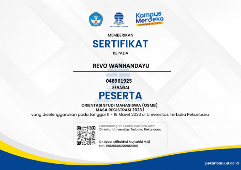 SERTIFIKAT OSMB-1013 2 | PDF