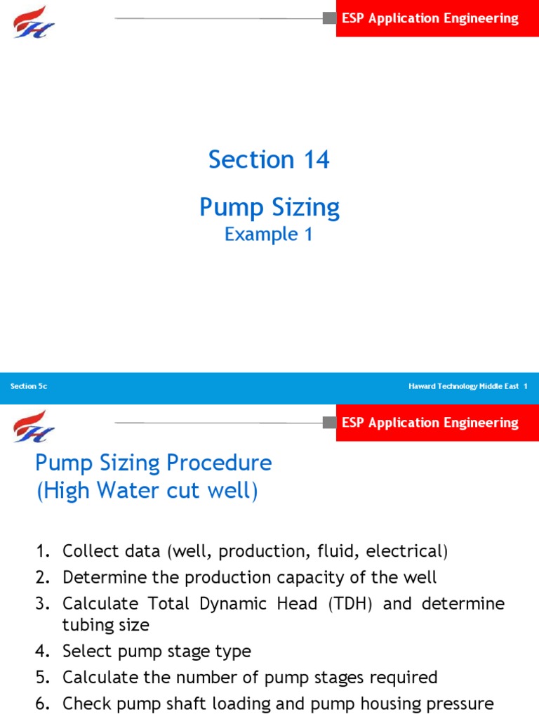 Section 14 ESP PUMP SIZING EXAMPLE No1 | PDF | Pump | Transformer