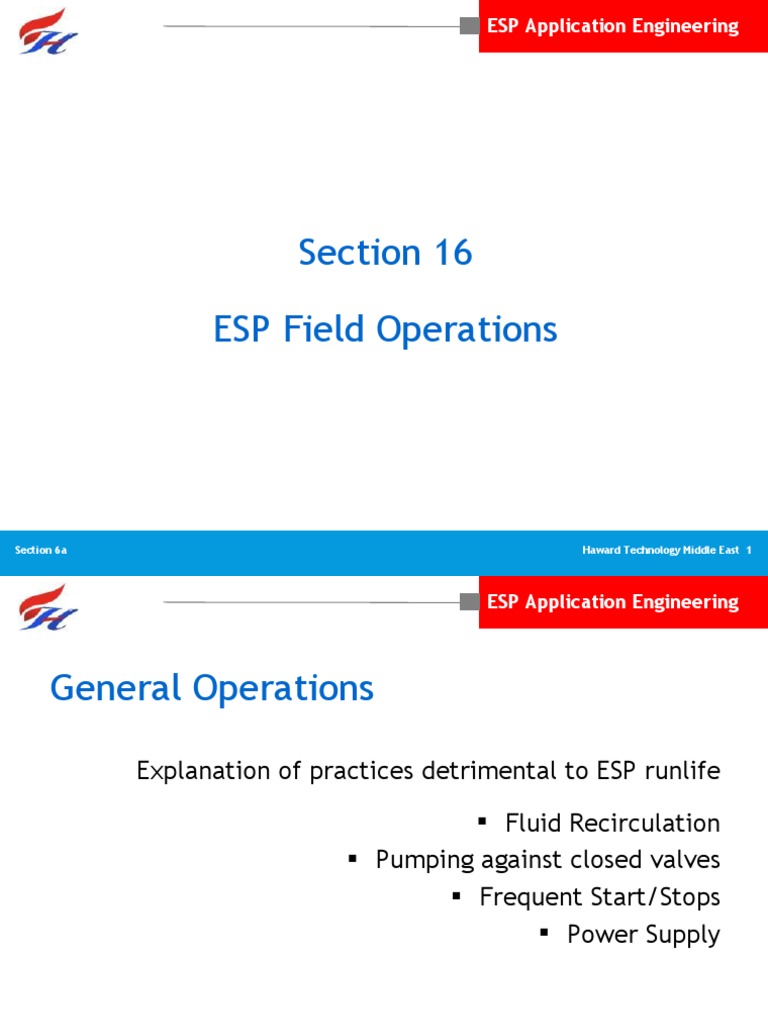 Section 16 ESP FIELD OPERATIONS | PDF | Pump | Electric Motor