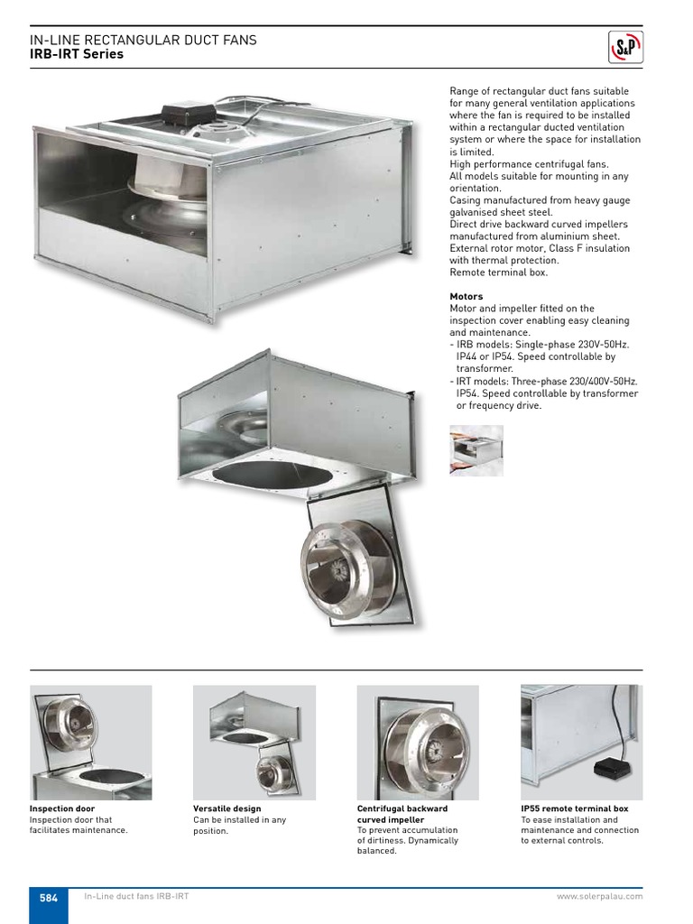 IRB-IRT Series: In-Line Rectangular Duct Fans | PDF | Duct (Flow ...