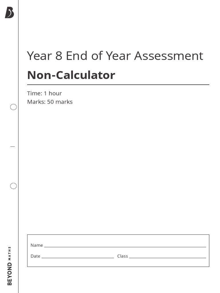 Year 8 Non-Calculator Maths Assessment | PDF