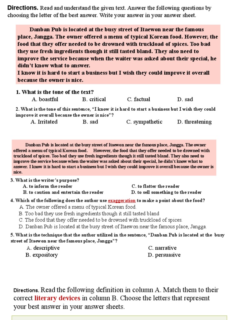 Tone Mood Techniques and Authors Purpose | PDF | Mood (Psychology ...