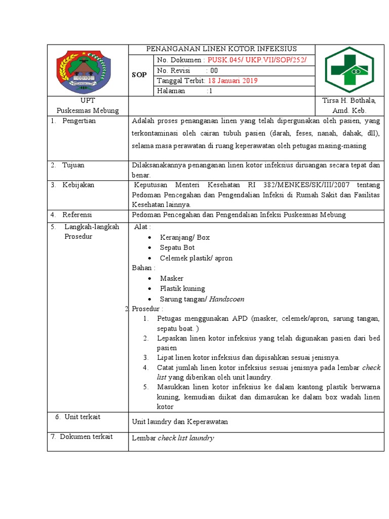 Penanganan Linen Kotor Infeksius | PDF