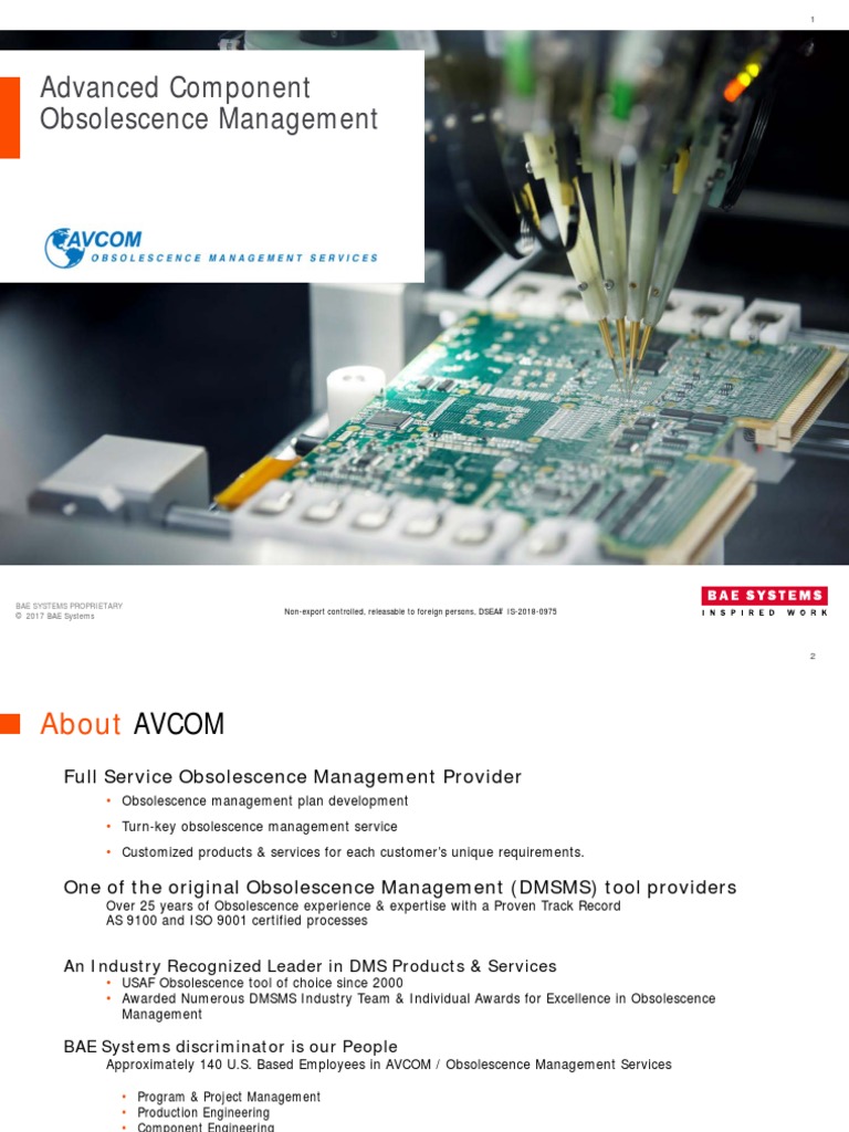 BAE AVCOM DMSMS Capability Brief | PDF | Engineering | Proprietary Software