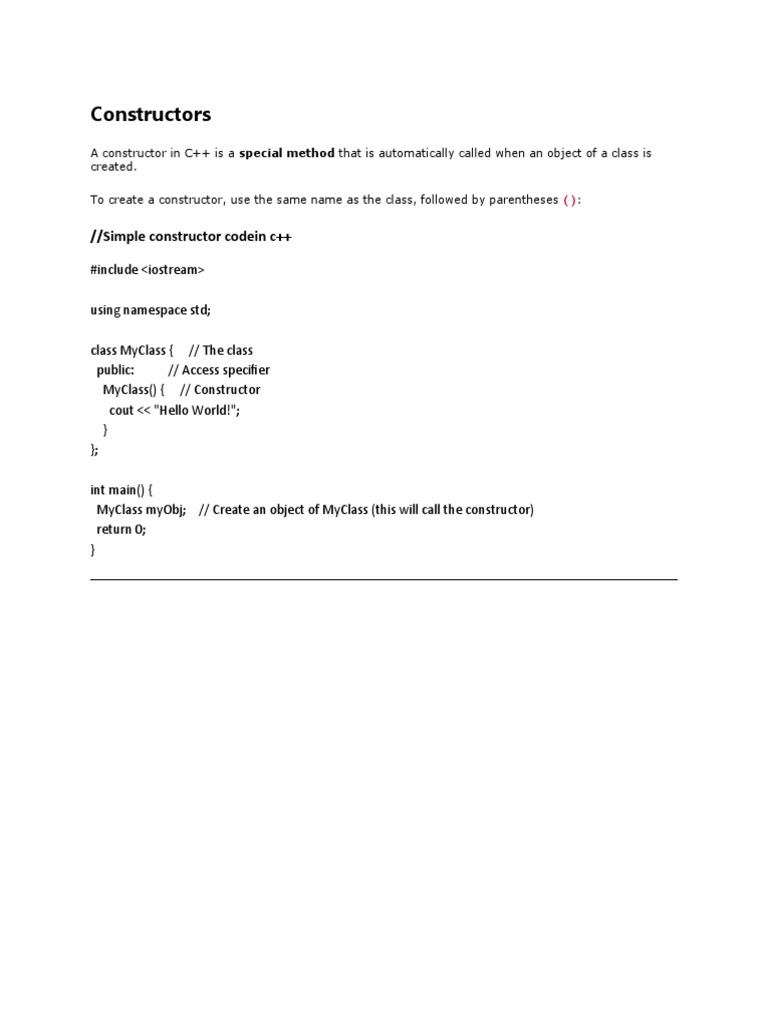 Constructor and Destructor | PDF