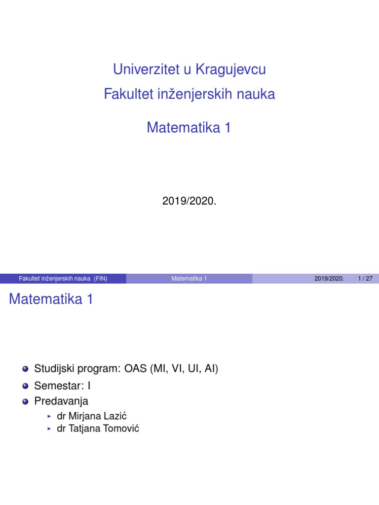 Mat1-Prva Nedelja | PDF