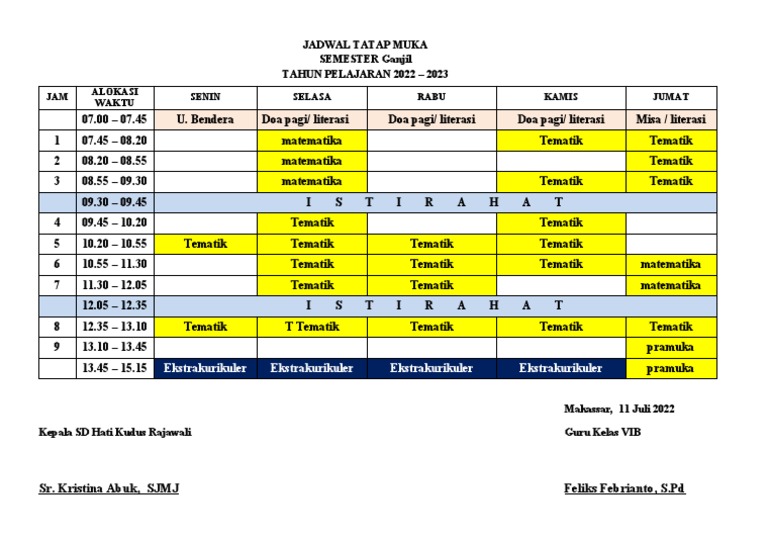 Jadwal Tatap Muka | PDF