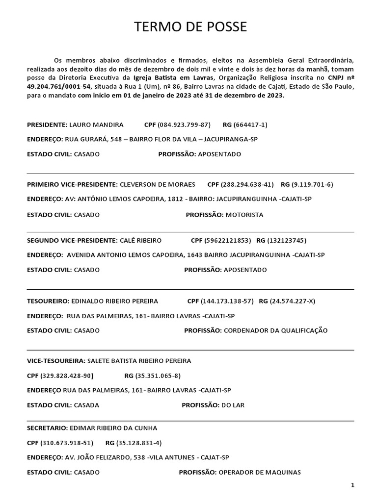 Termo de Posse Completo | PDF | Brasil