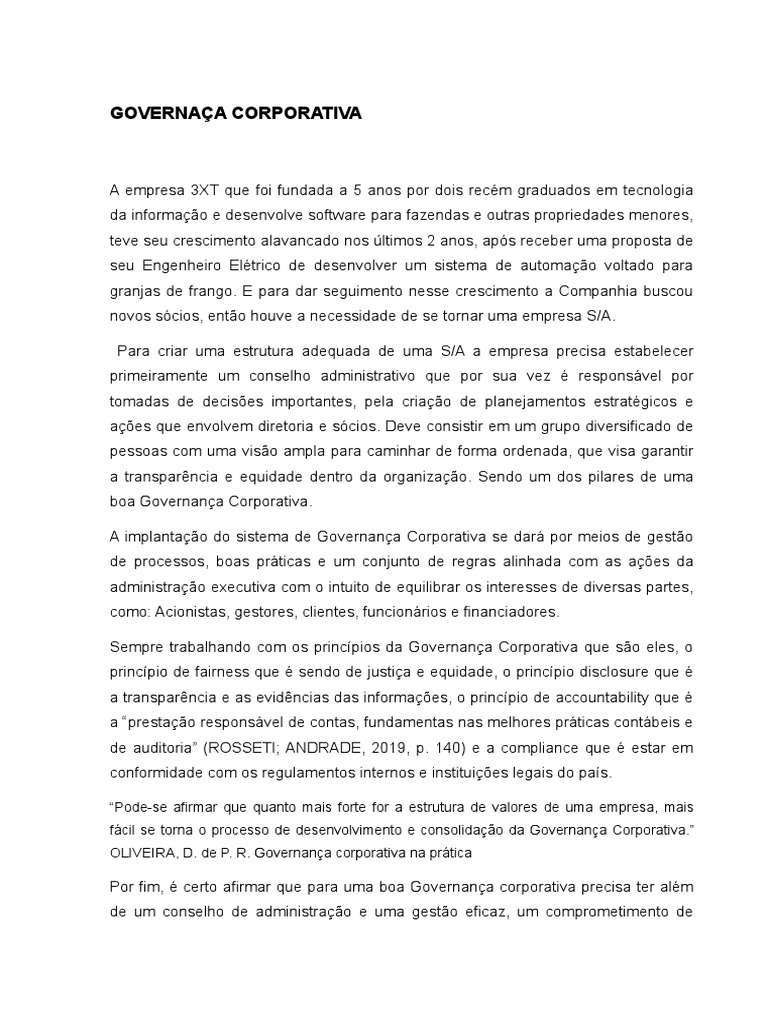 Governança Corporativa - Modelo | PDF | Governança corporativa ...