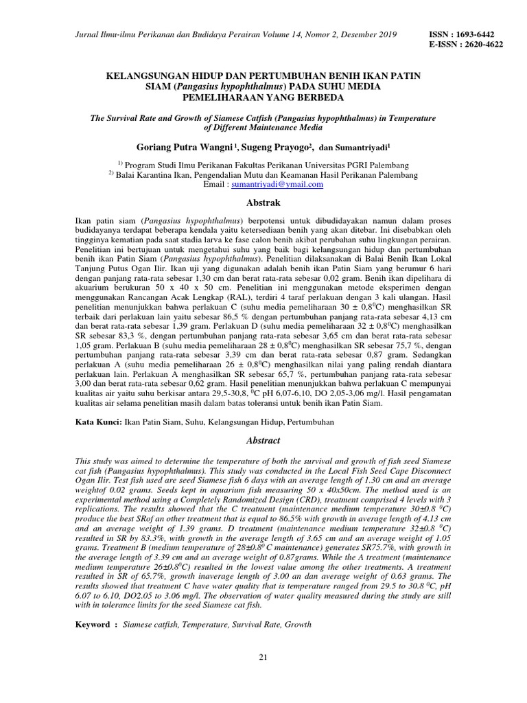 Kelangsungan Hidup Dan Pertumbuhan Benih 557da3cb | PDF